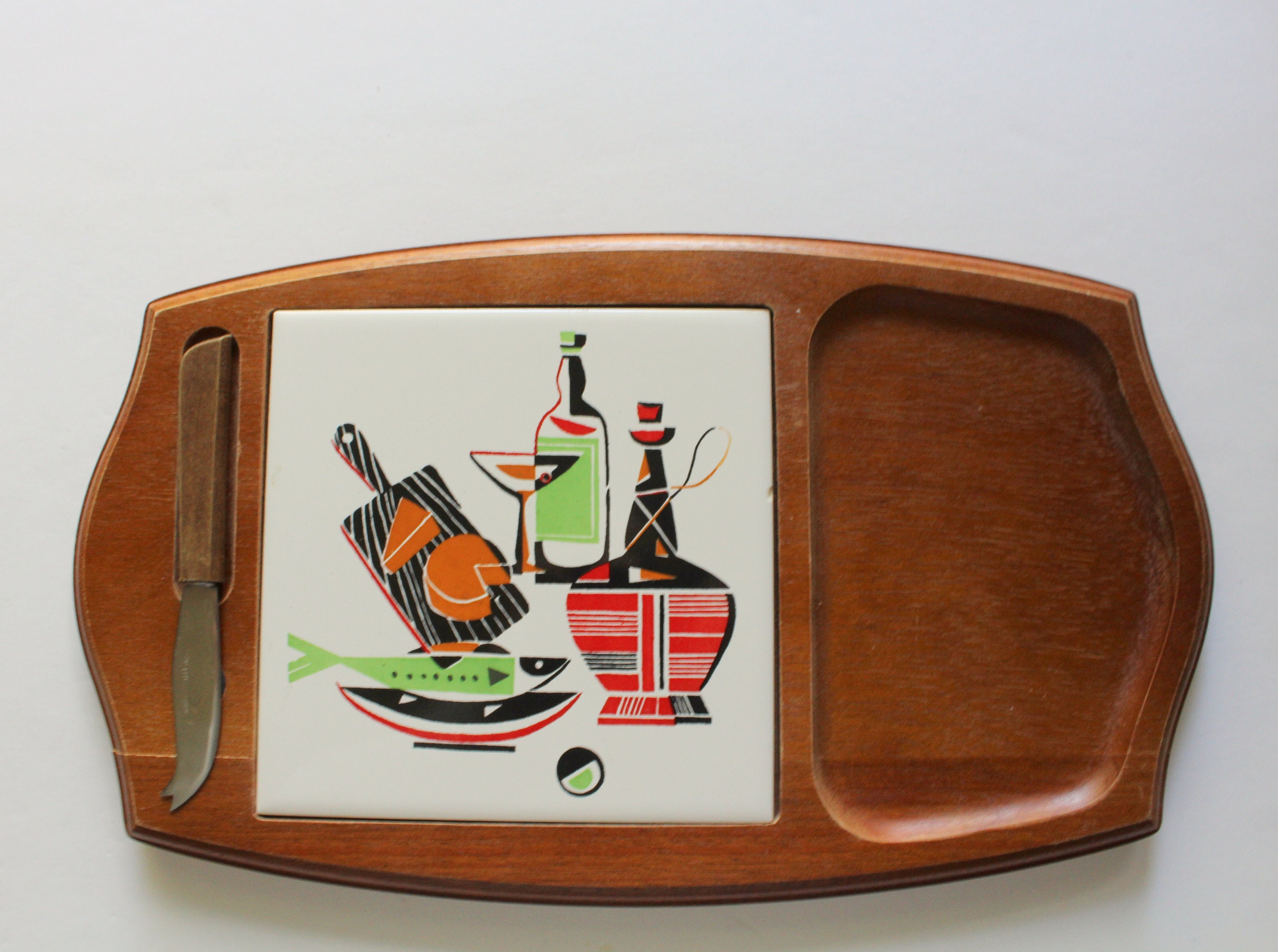 Vintage Kmart Wooden Cheese Board/cutting Board With Porcelain Tile ...