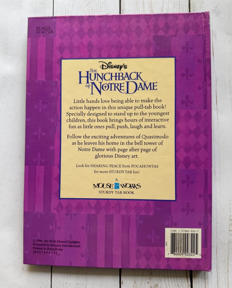 Vintage Walt Disney's the Hunchback of Notre Dame Forever Free Hardback ...