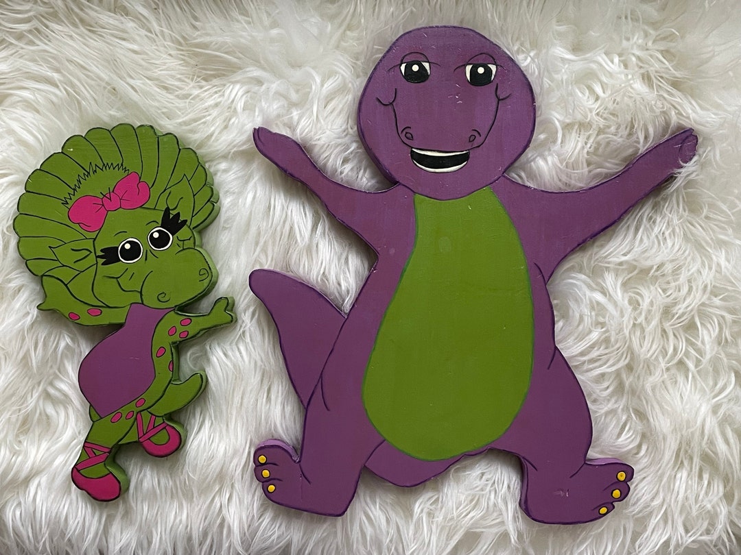 Vintage Handmade Pair of Barney and Baby Bop Wood Cutout Wall Art 1998 ...