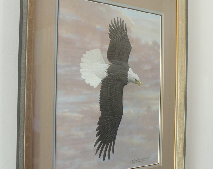 Vintage Framed W.M. Zimmerman Bald Eagle Art Print 1979 - Etsy
