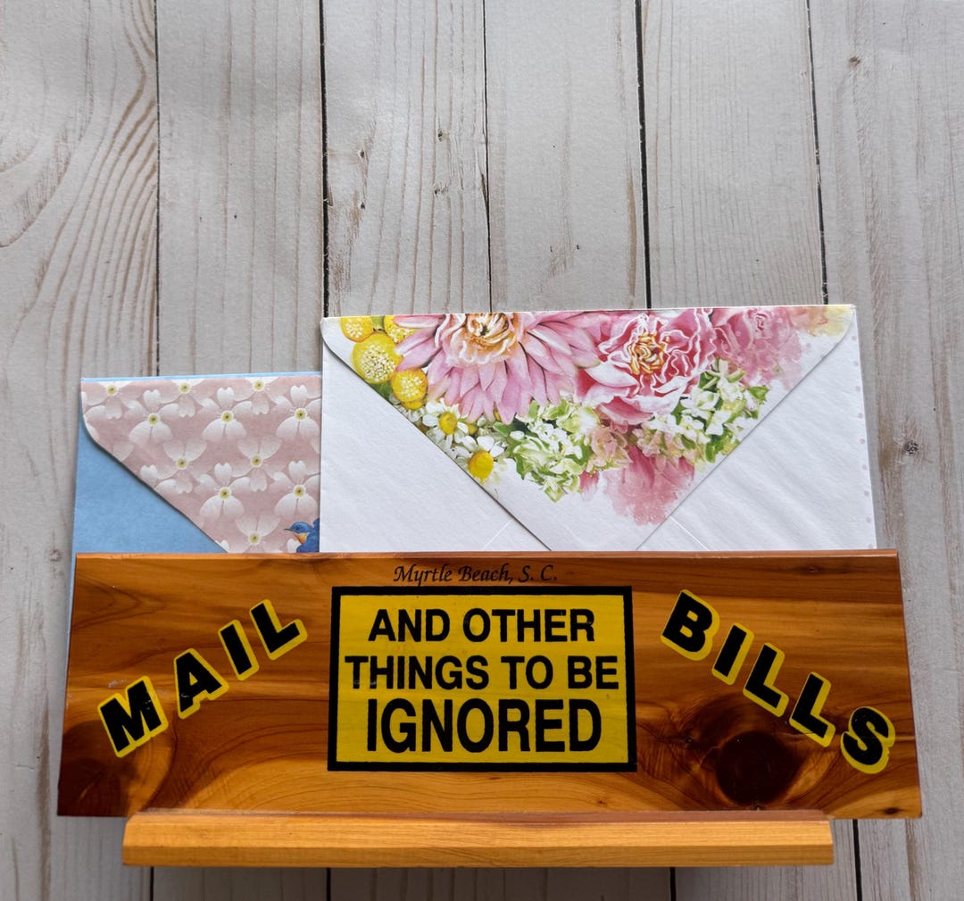 Vintage Wooden Mail Bills and Other Things to Be Ignored Holder ...