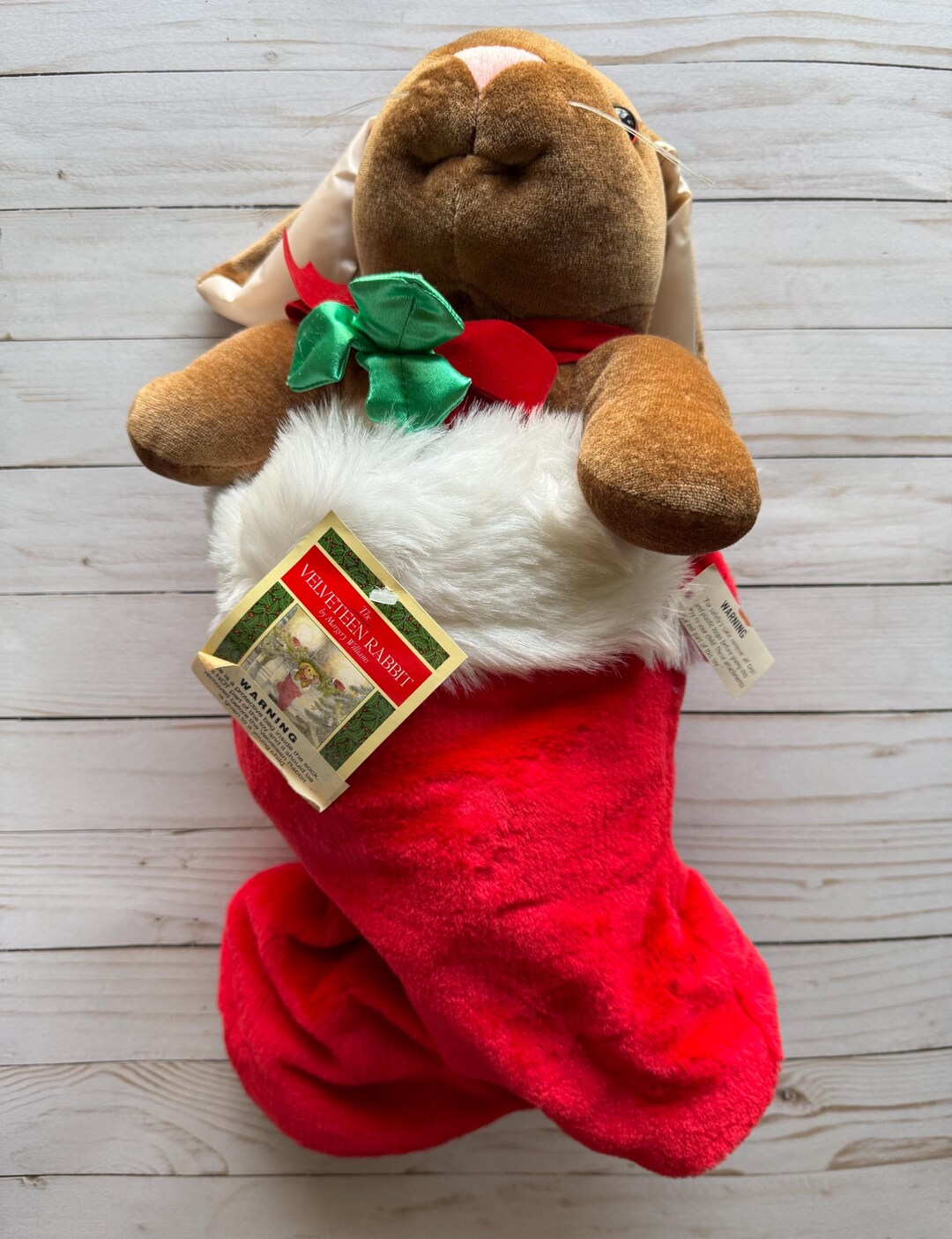 Vintage the Velveteen Rabbit Plush With Red Christmas Stocking 1985 - Etsy