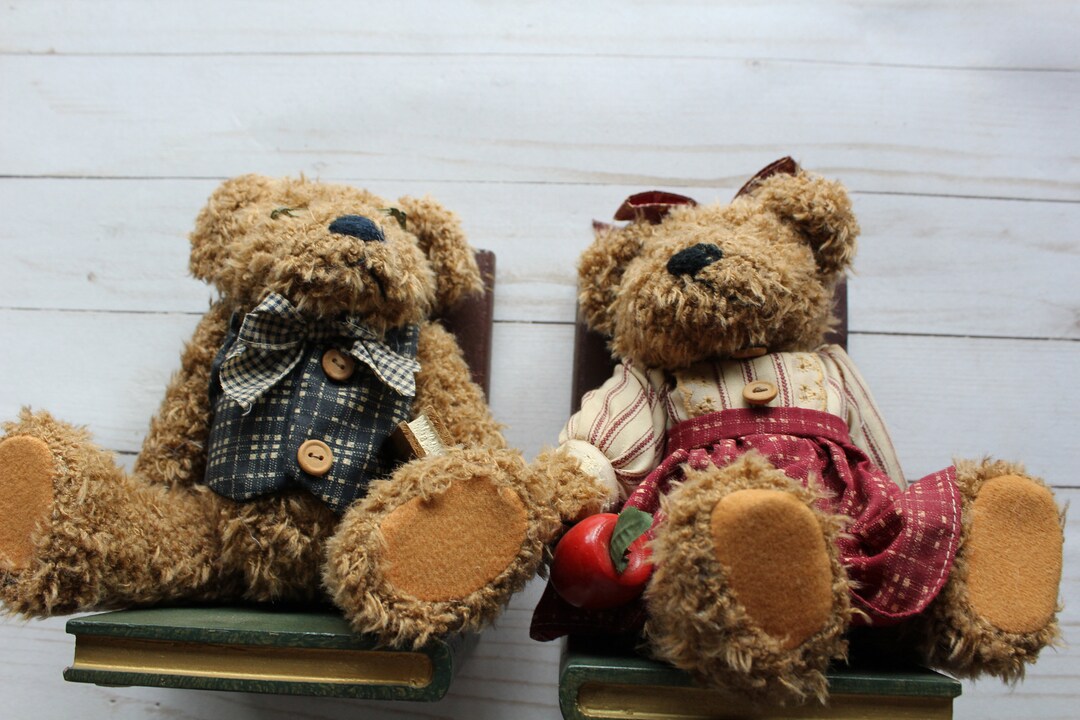 Vintage Set of Plush Teddy Bear Books Are Fun Bookends 1980s - Etsy
