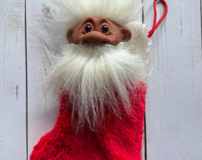 Vintage Russ Treasure Troll Plush Red Christmas Stocking 1990s - Etsy