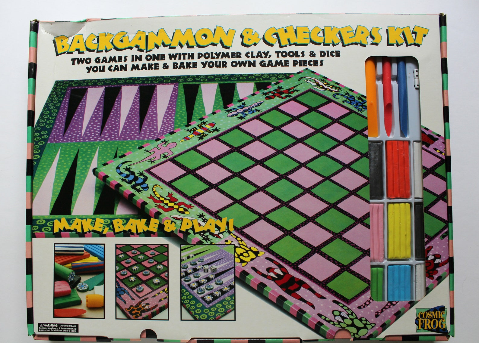 Vintage New Cosmic Frog Backgammon and Checkers Board Game Craft Kit ...
