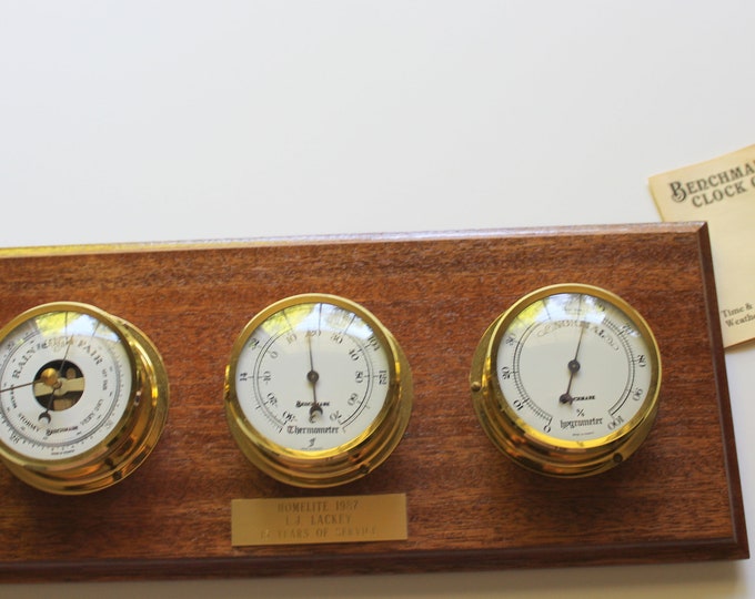 Vintage Benchmark Clock Co. Hygrometer Thermometer Barometer 1980s - Etsy
