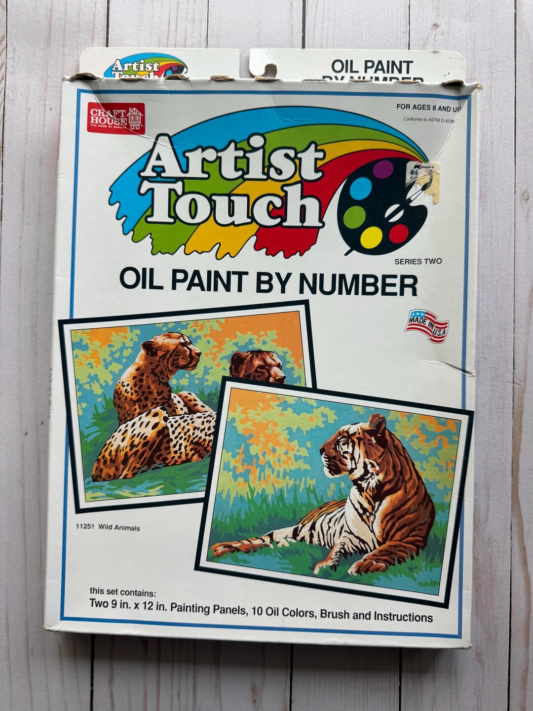 Vintage Artist Touch Big Cats Oil Paint by Numbers Craft Art Kit 1995 ...