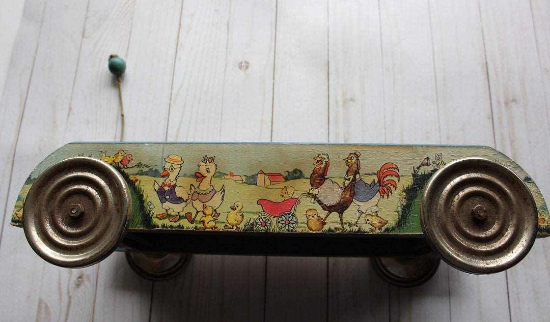 Vintage the Gong Bell Company Mother Goose Block Wagon Pull Toy 1940s ...