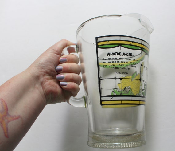 Vintage Clear Glass Whataburger Yellow Rose Pattern Drink | Etsy