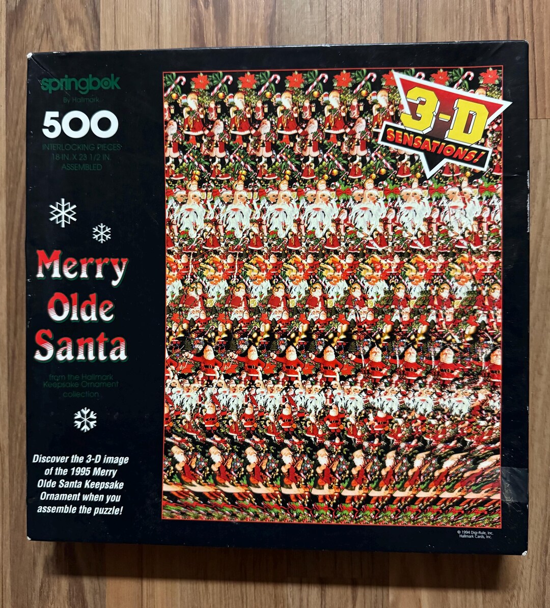 Vintage New Merry Old Santa Stereogram 3D Sensational Jigsaw Puzzle ...