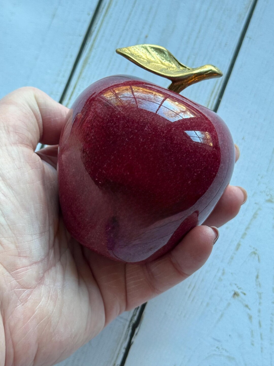 Vintage Red Marble Apple Paperweight 1980s - Etsy