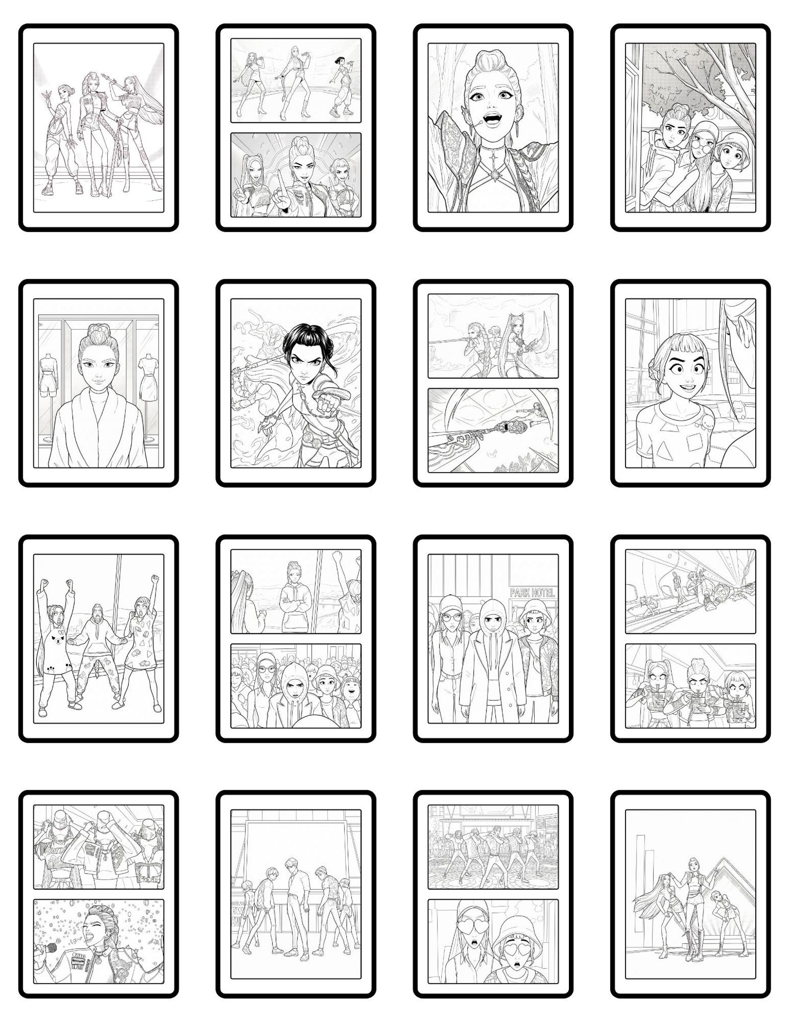 Kpop Demon Hunter Coloring Pages | Anime Printable Coloring Book | K ...