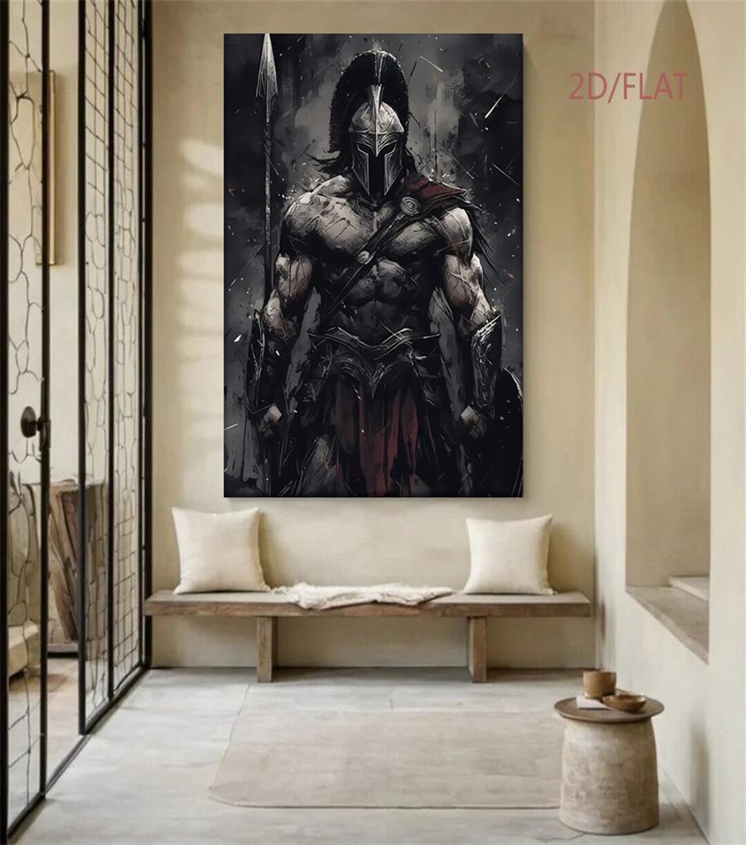 Spartan Warrior Canvas Wall Art - Dark Greek Hoplite Poster, Spartan ...