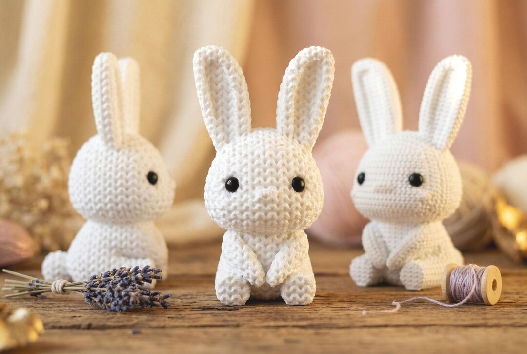 Faux Knit Rabbit Statue – Minimalist 3D Printed Animal – Cute Desk ...