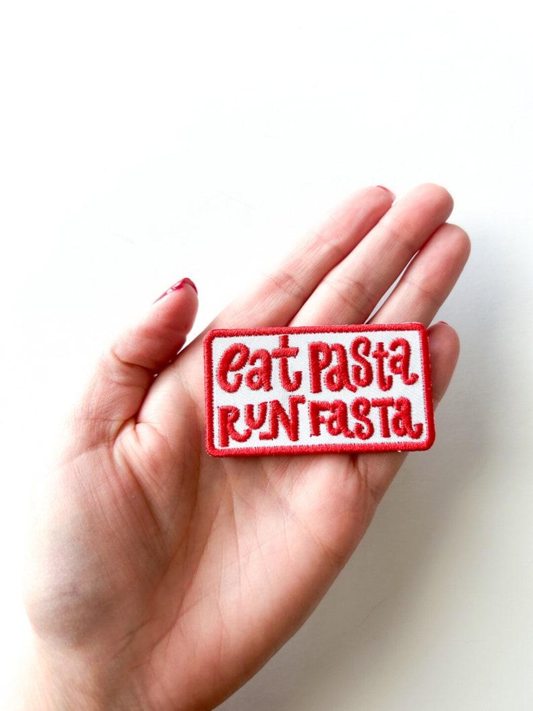 Eat Pasta Run Fasta Embroidered Iron-on Patch Pasta Lover, Food Lover ...