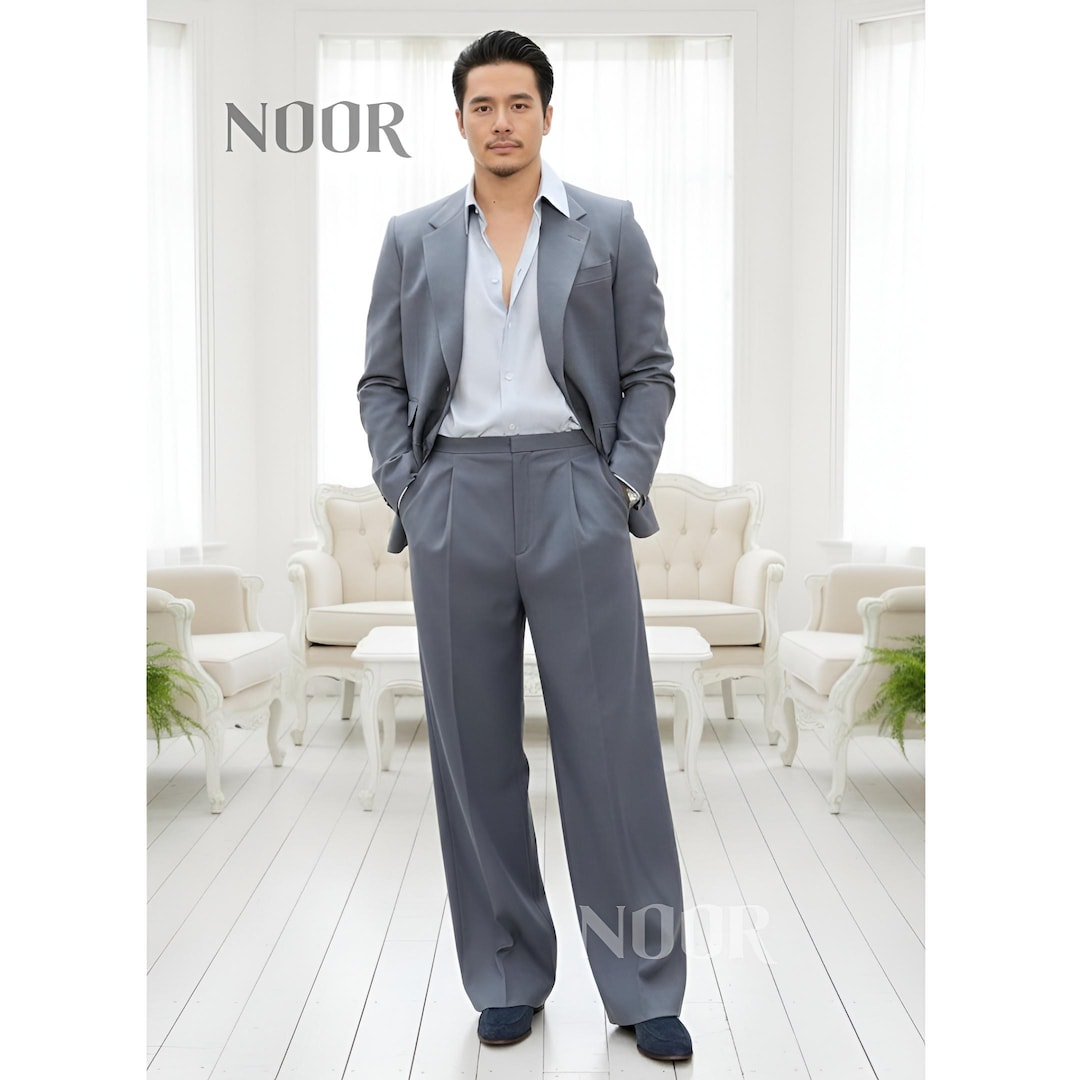 Grey 70s Mens Suit Vintage Retro Tailored Anzug Homme Costume Old Money ...