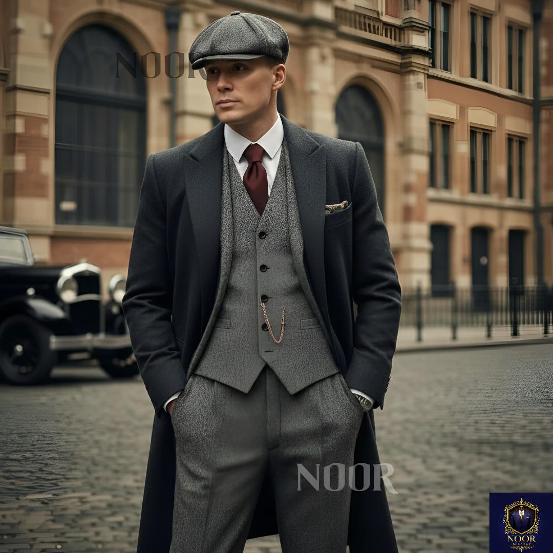 Grey Peaky Blinders Overcoat Men Vintage Wool Coat Mantel Herren 1920s ...