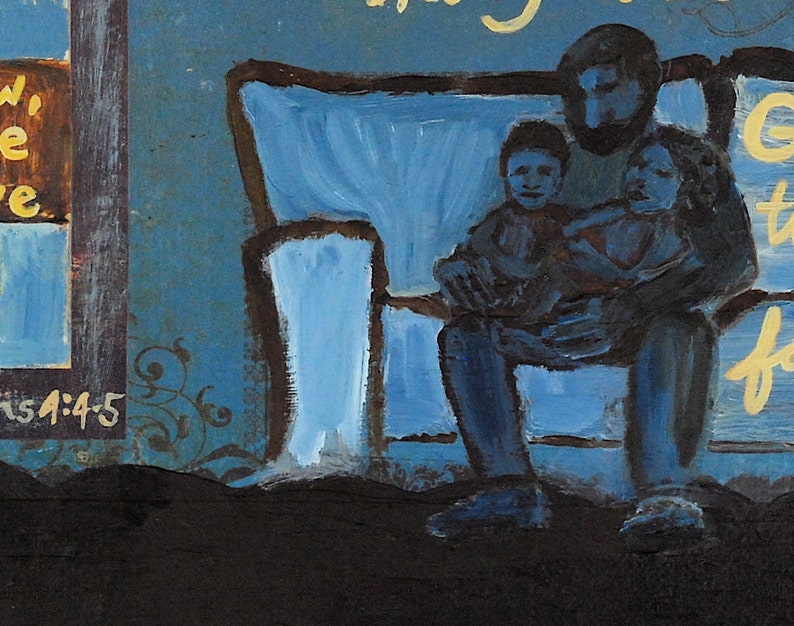 Fatherless original mixed media print | Etsy