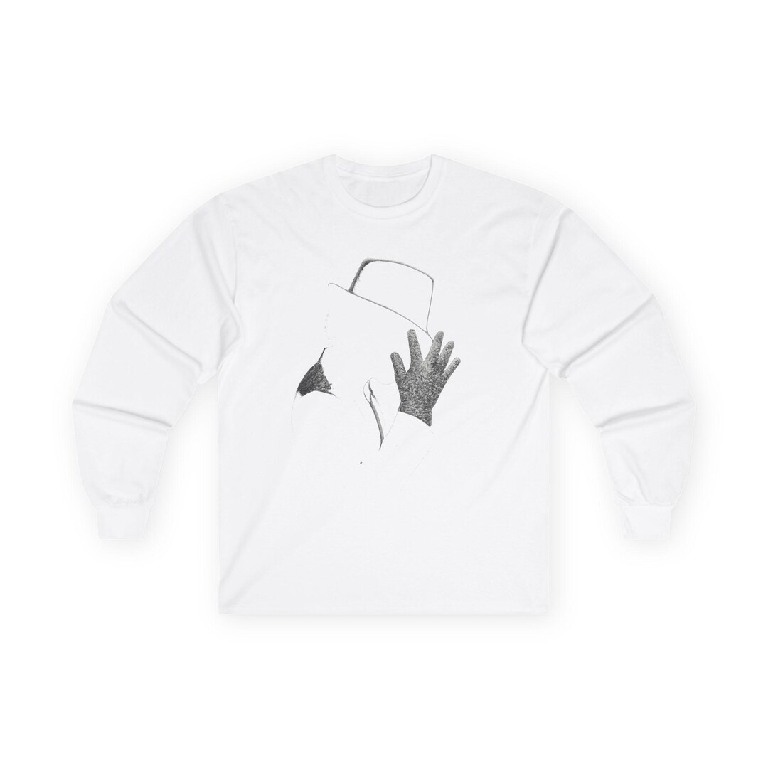 Michael Jackson Inspired Outline Long Sleeve Tee | Monochrome Abstract ...