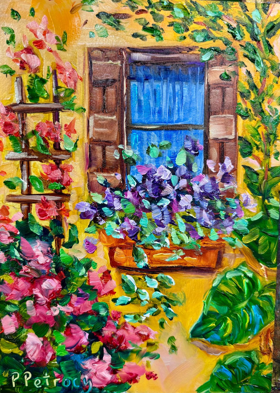 Gulfport Painting , Original Oil Painting, Pia’s Trattoria in Gulfport ...