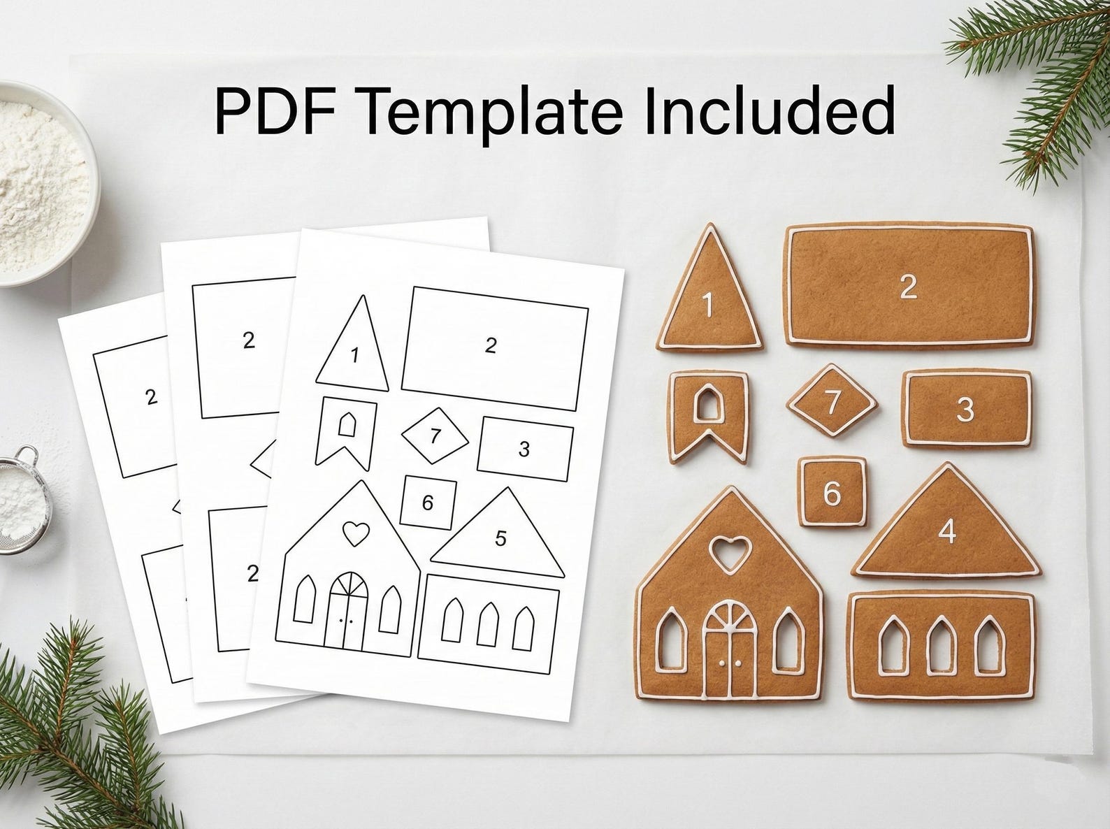 Gingerbread House Church Template | Printable PDF Pattern (easy ...