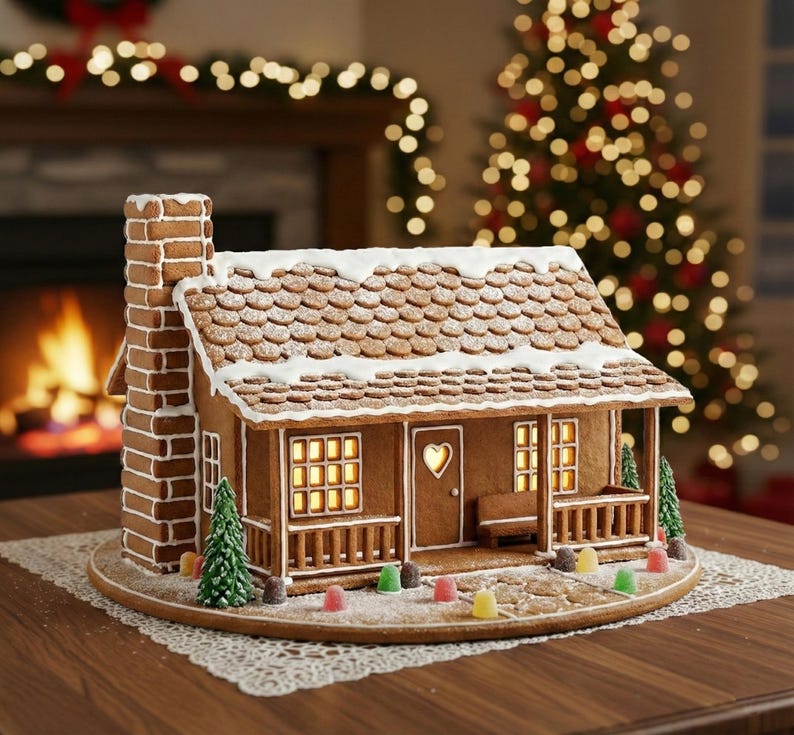 Gingerbread House Cottage Template | Cozy Cabin Printable PDF Pattern ...
