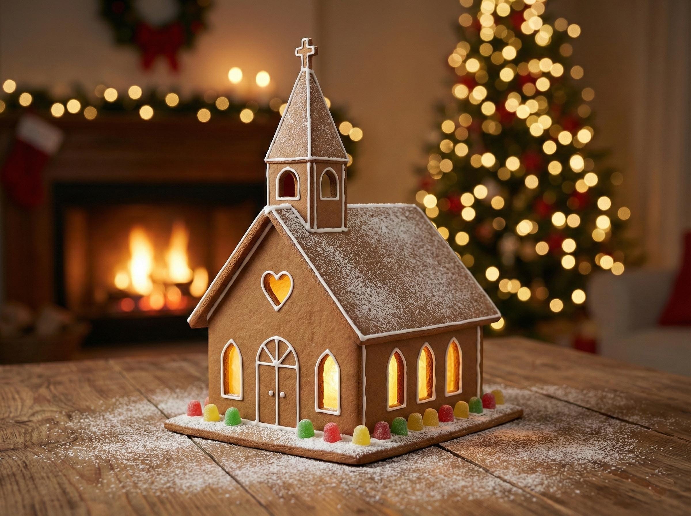 Gingerbread House Church Template | Printable PDF Pattern (easy ...
