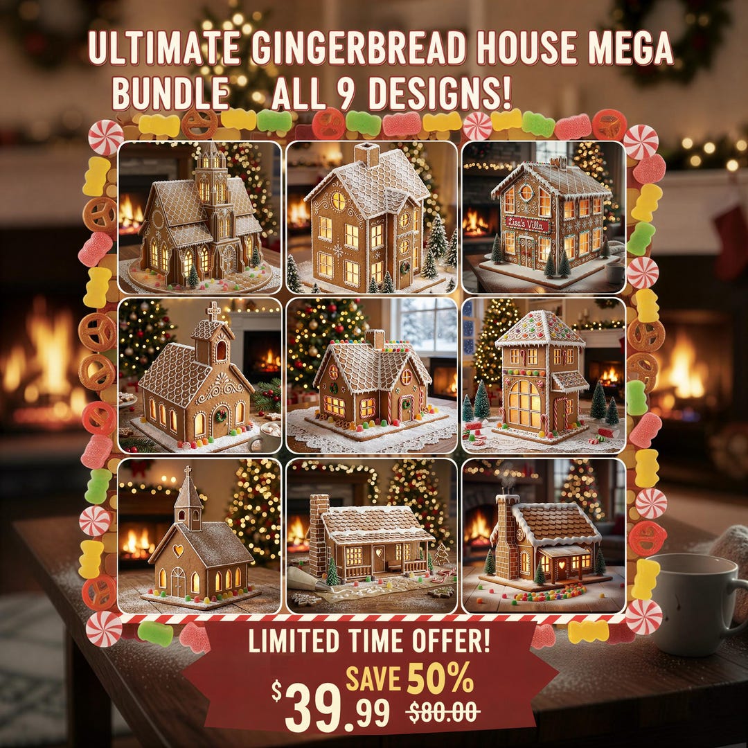 MEGA 9x Gingerbread House Template Bundle - Ultimate Architect DIY ...