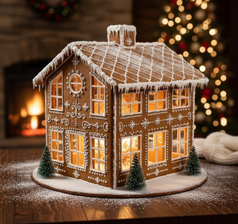 Gingerbread House Template | Printable PDF Gingerbread Villa Pattern ...