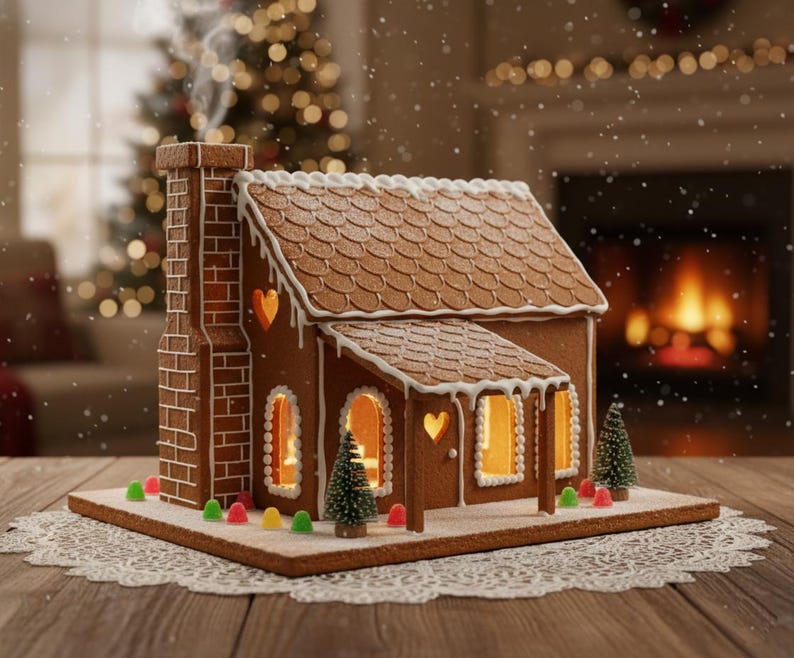 Gingerbread House Cottage Template | Printable PDF Pattern | Christmas ...