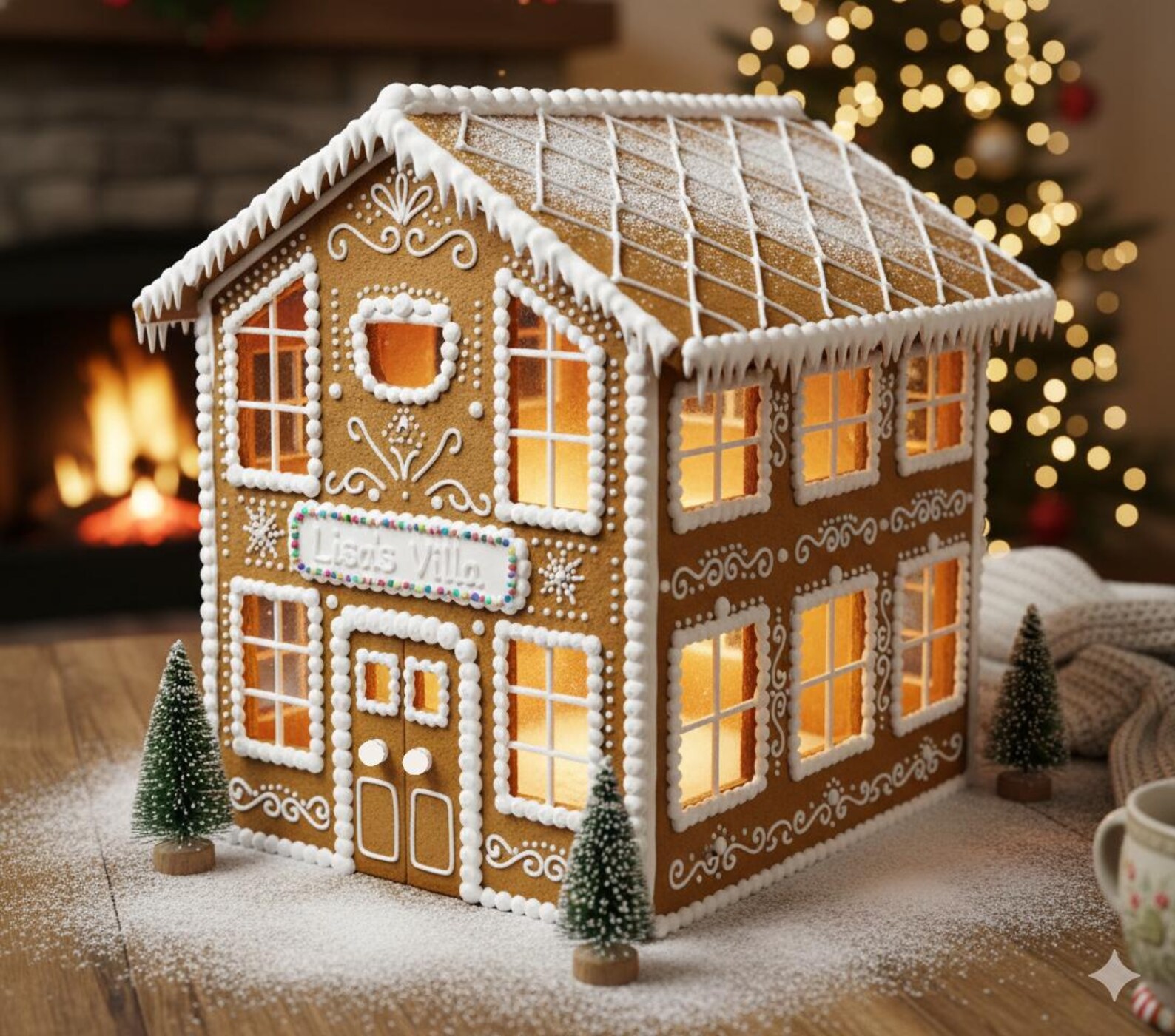 Gingerbread House Template | Printable PDF Gingerbread Villa Pattern ...