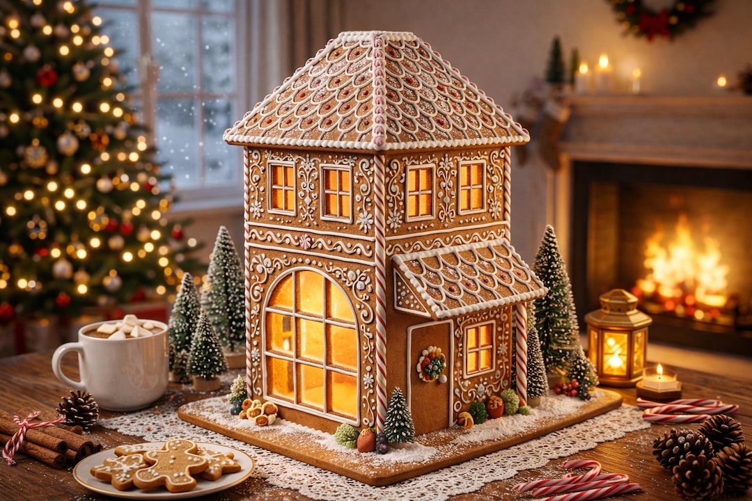 Gingerbread House Bakery Template | Printable Christmas House PDF ...