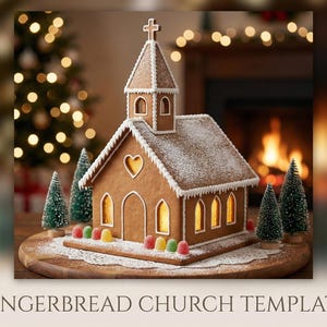 Gingerbread House Church Template | Printable PDF Pattern (easy ...