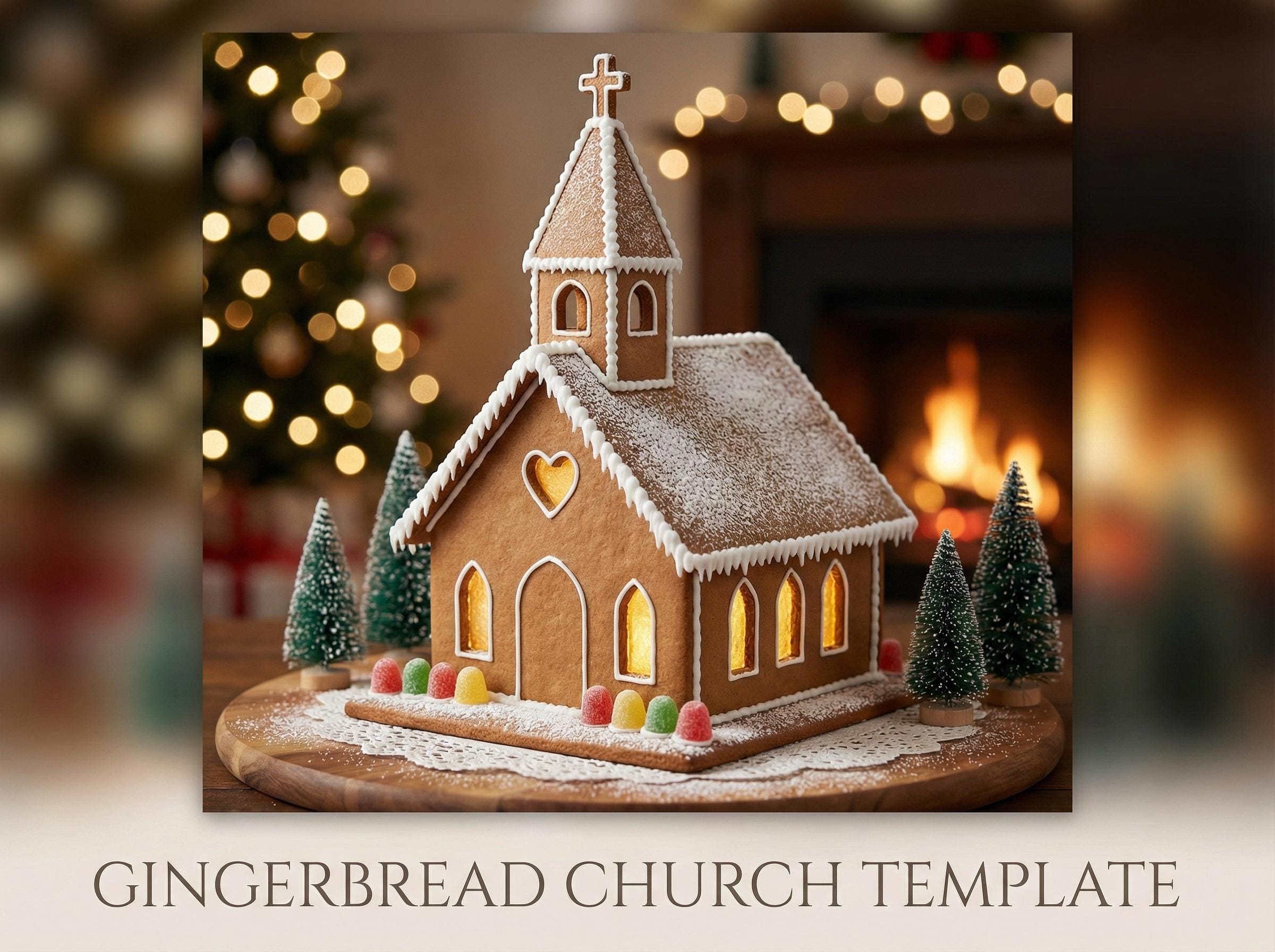 Gingerbread House Church Template | Printable PDF Pattern (easy ...