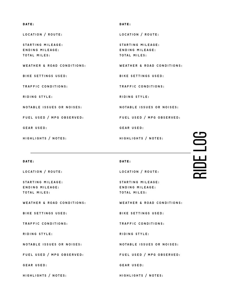 2026 Motorcycle Maintenance Planner | Ride Logbook (PDF) - Etsy