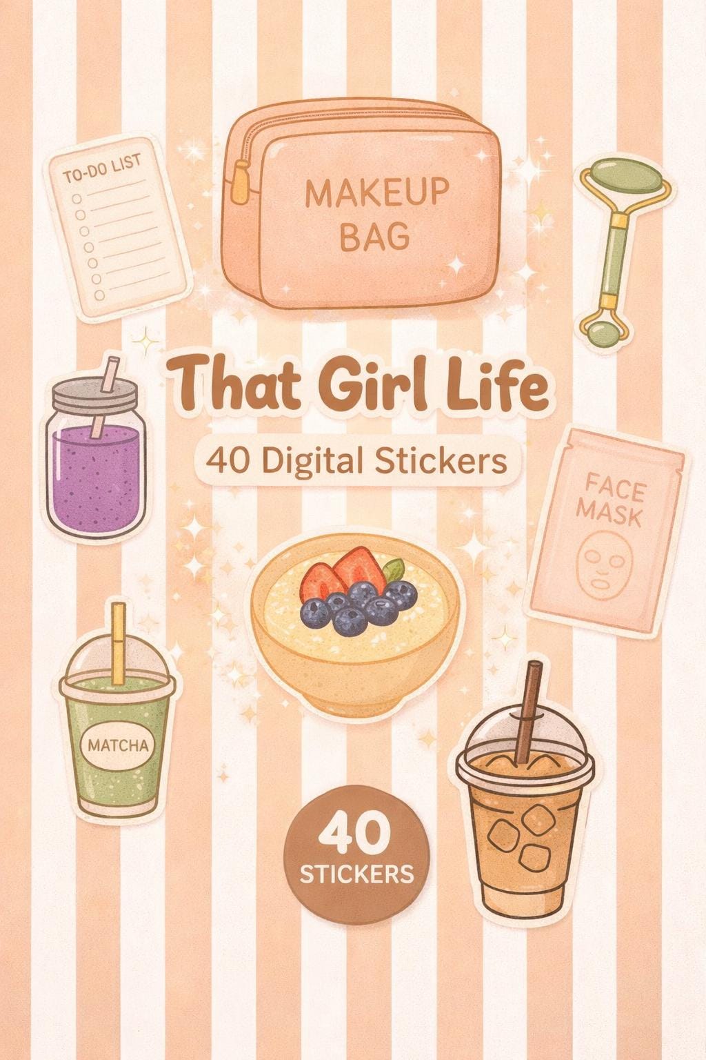 That Girl Digital Stickers | Kawaii Planner Stickers | 40 PNG Files ...