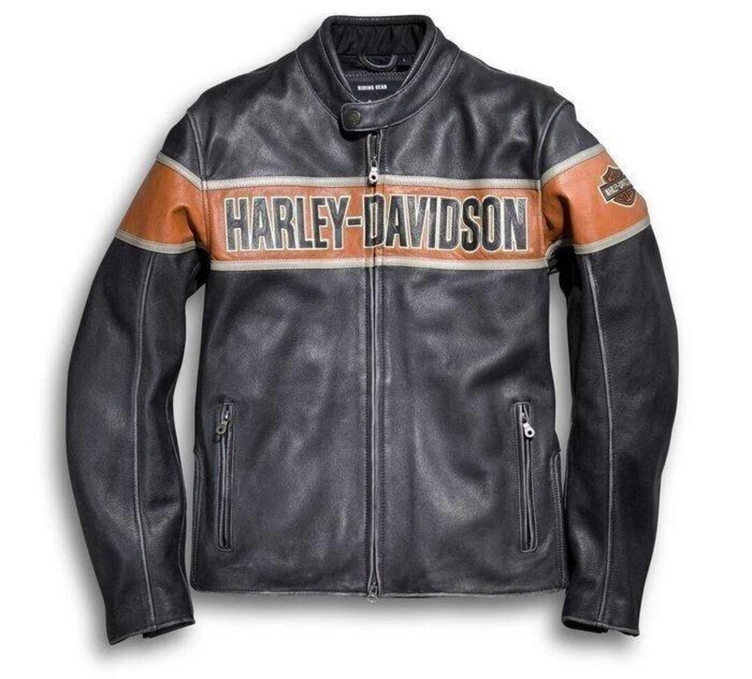 Harley Victoria Lane Men’s Black Leather Motorbike Jacket Genuine ...