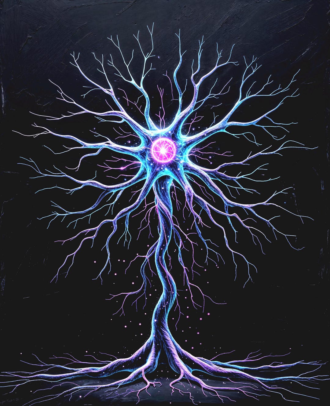 Neuron Tree of Life Art | Neon Neural Network Poster (digital Download ...