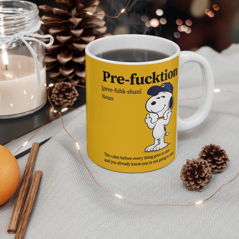 Pre-fucktion Definition Mug | Funny Snoopy-style Cartoon Coffee Cup - Etsy