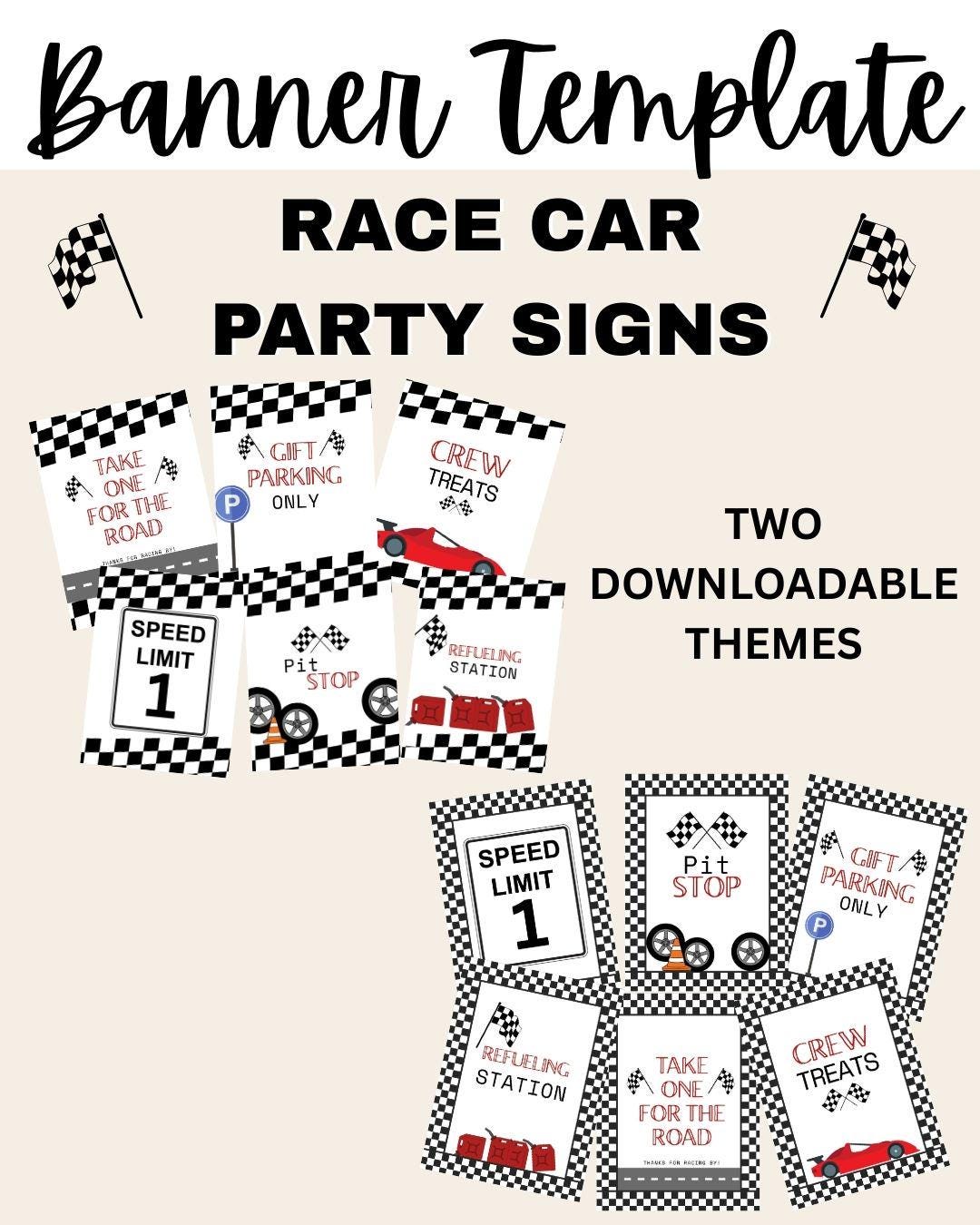 Editable Race Car Party Signs Bundle - Etsy