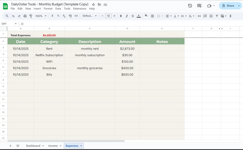 Monthly Budget Spreadsheet Google Sheets Template | Budget Planner ...
