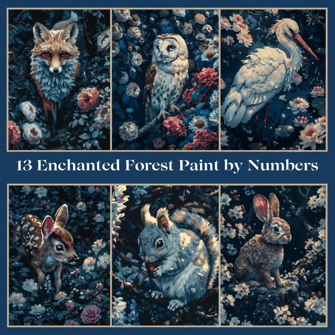 13 Enchanted Forest Paint by Numbers for Adults + Procreate Color ...