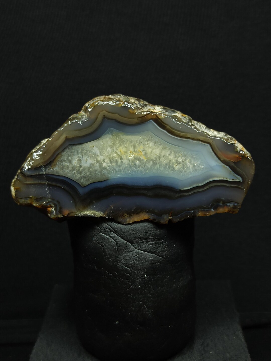 Blue Banded and White Quartz Crystal Agate, Polished Turkish Agate Pair ...