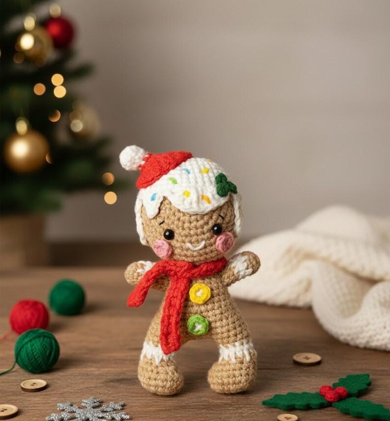 Gingerbread Boy Amigurumi Pattern • Christmas Ornament Crochet PDF ...