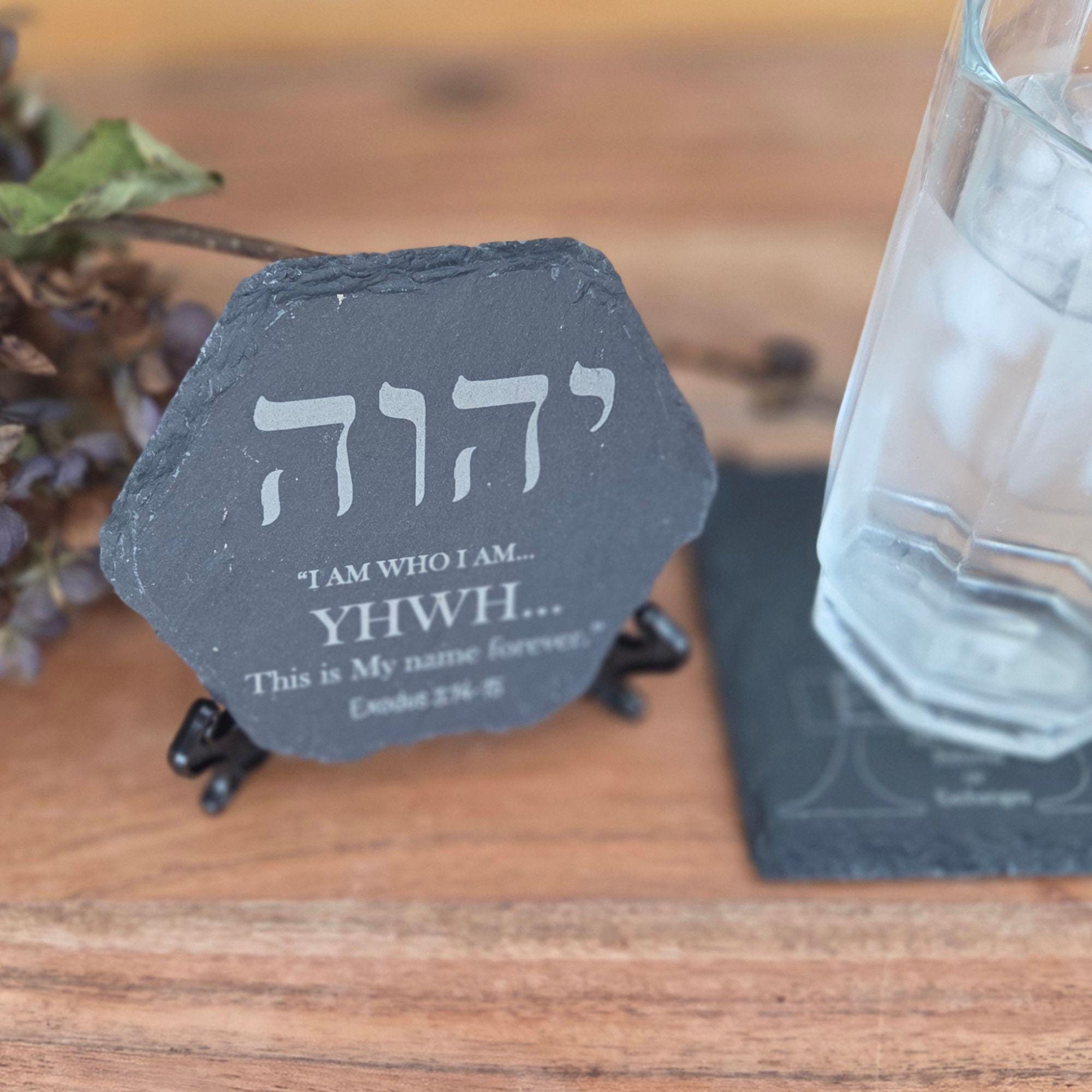 Engraved Slate Coaster Bible Verse Coaster Christian Design Cross ...