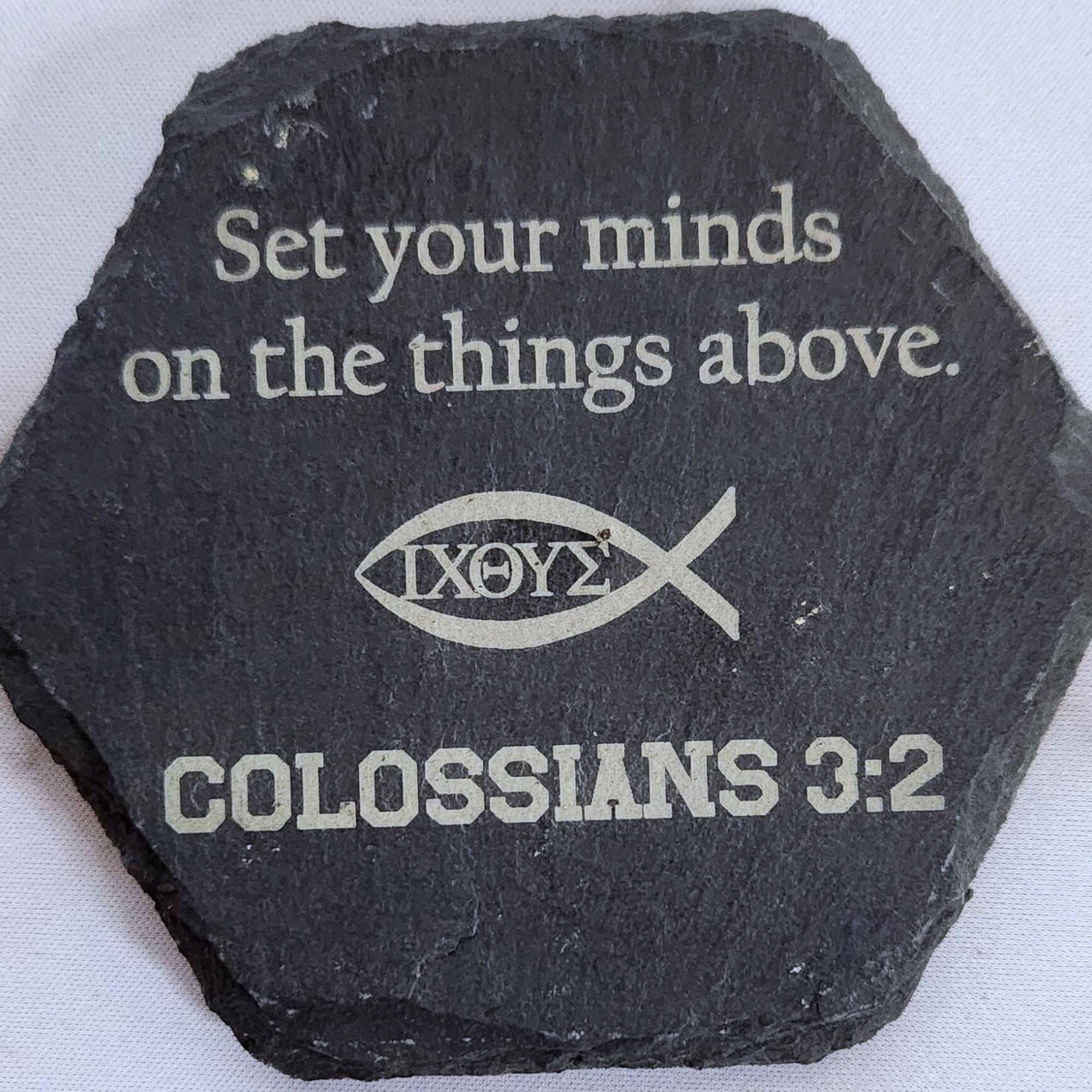 Engraved Slate Coaster Bible Verse Coaster Christian Design Cross ...