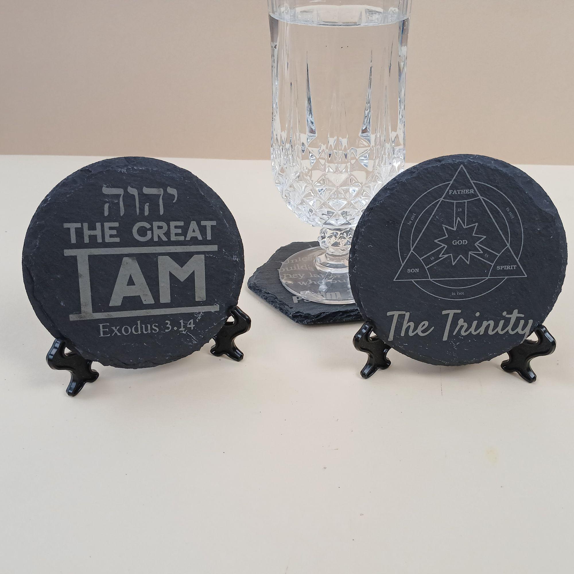 Engraved Slate Coaster Bible Verse Coaster Christian Design Cross ...