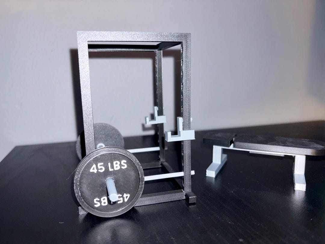3d Printed Mini Squat Rack - Barbell - Bench Press - Exercise Equipment ...