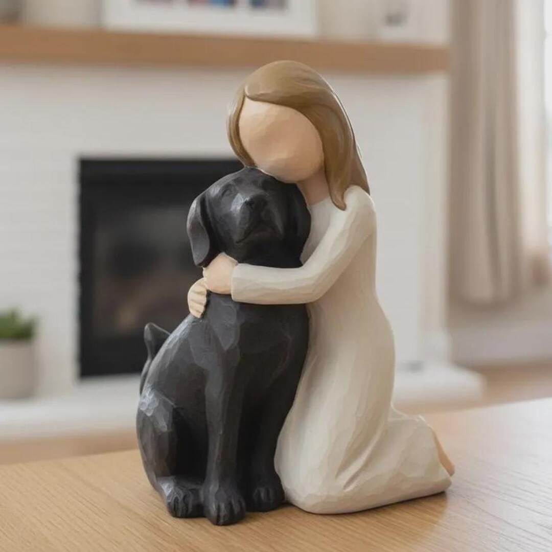 Cute Angel With Dog Statue – Cartoon Figurine for Home & Office Décor ...