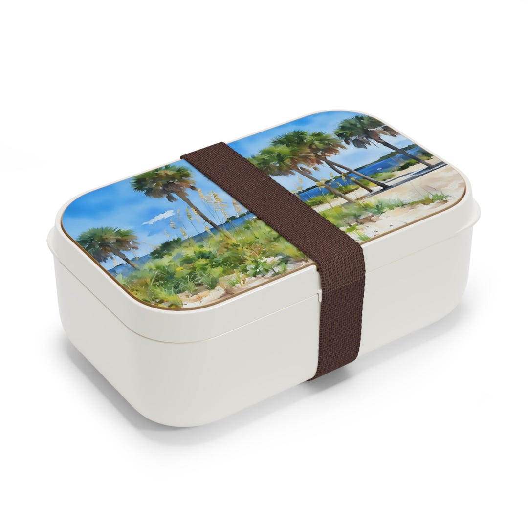 Coastal Palm Trees Bento Lunch Box | Beach Watercolor Scene - Etsy